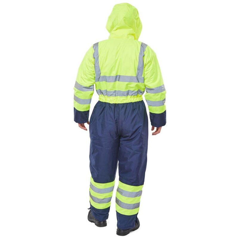 Beeswift Two Tone Hi Vis Thermal Waterproof Coverall (Yellow & Navy ...